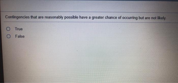 Solved Contingencies that are reasonably possible have a | Chegg.com