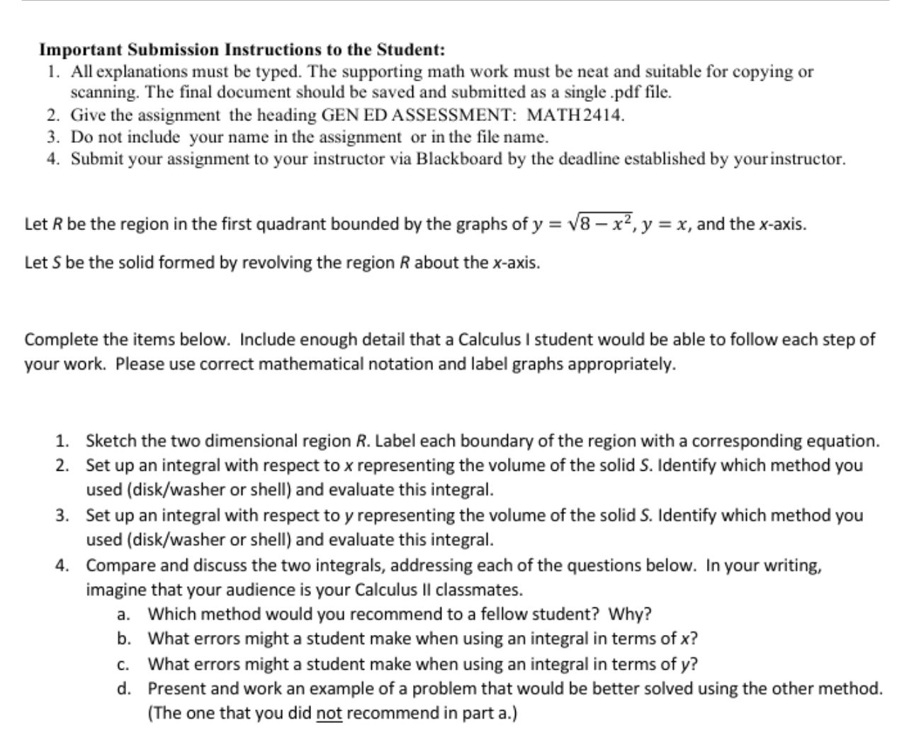 Important Submission Instructions to the Student:All | Chegg.com