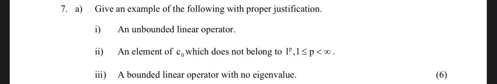 Solved 7. a) Give an example of the following with proper | Chegg.com