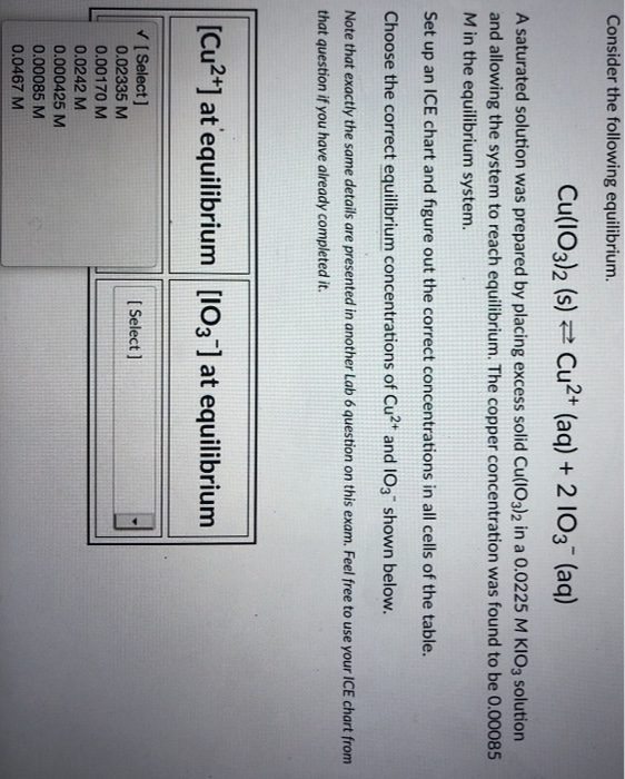 Solved Consider the following equilibrium. Cu(IO3)2 (s) = | Chegg.com