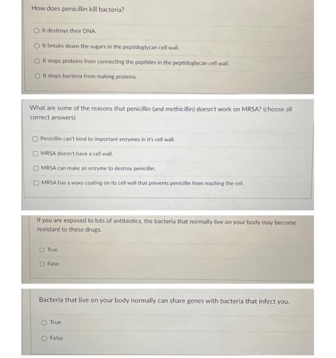 Solved How does penicillin kill bacteria? It destroys their | Chegg.com