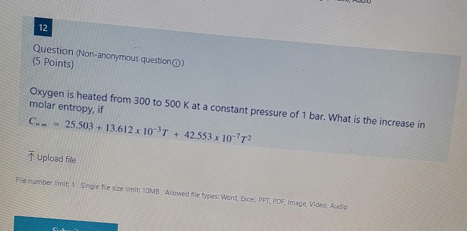 Solved 12 Question (Non-anonymous question ) (5 Points) | Chegg.com