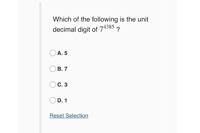 Solved Which of the following is the unit decimal digit of | Chegg.com