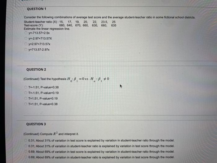 Solved Consider the following combinations of average test | Chegg.com