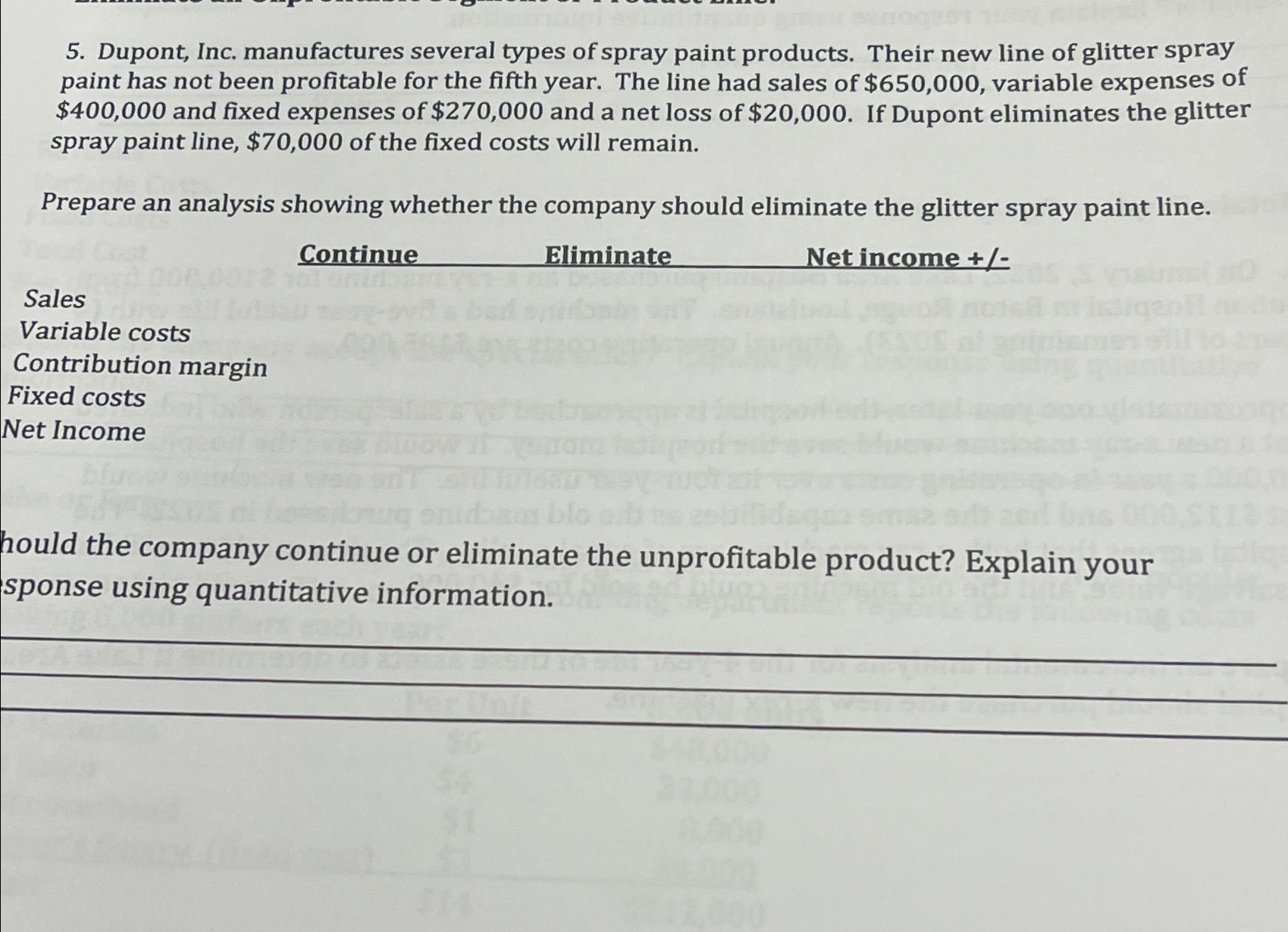 Solved Dupont, Inc. manufactures several types of spray | Chegg.com