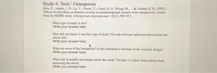 Study Design Activity - Review each study and | Chegg.com