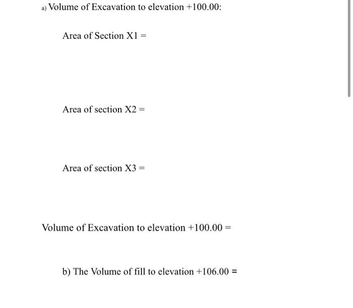 Solved Problem 1) For excavation to Elevation +100.00 in the | Chegg.com