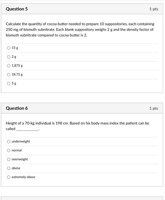 Solved Question 5 1 pts Calculate the quantity of cocoa | Chegg.com