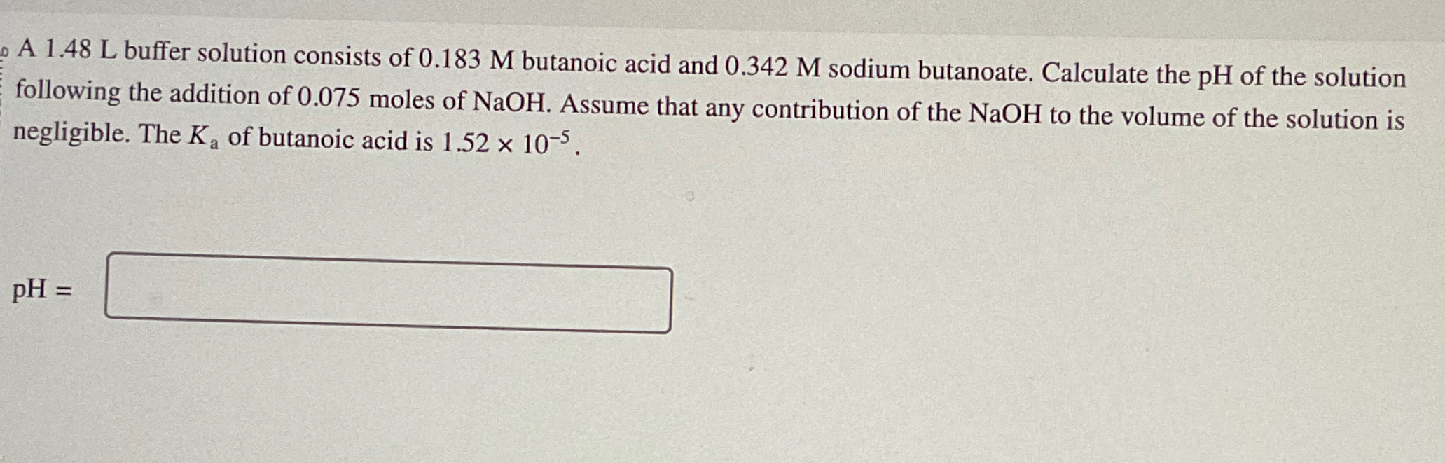 Solved A 1.48 ﻿L buffer solution consists of 0.183M | Chegg.com