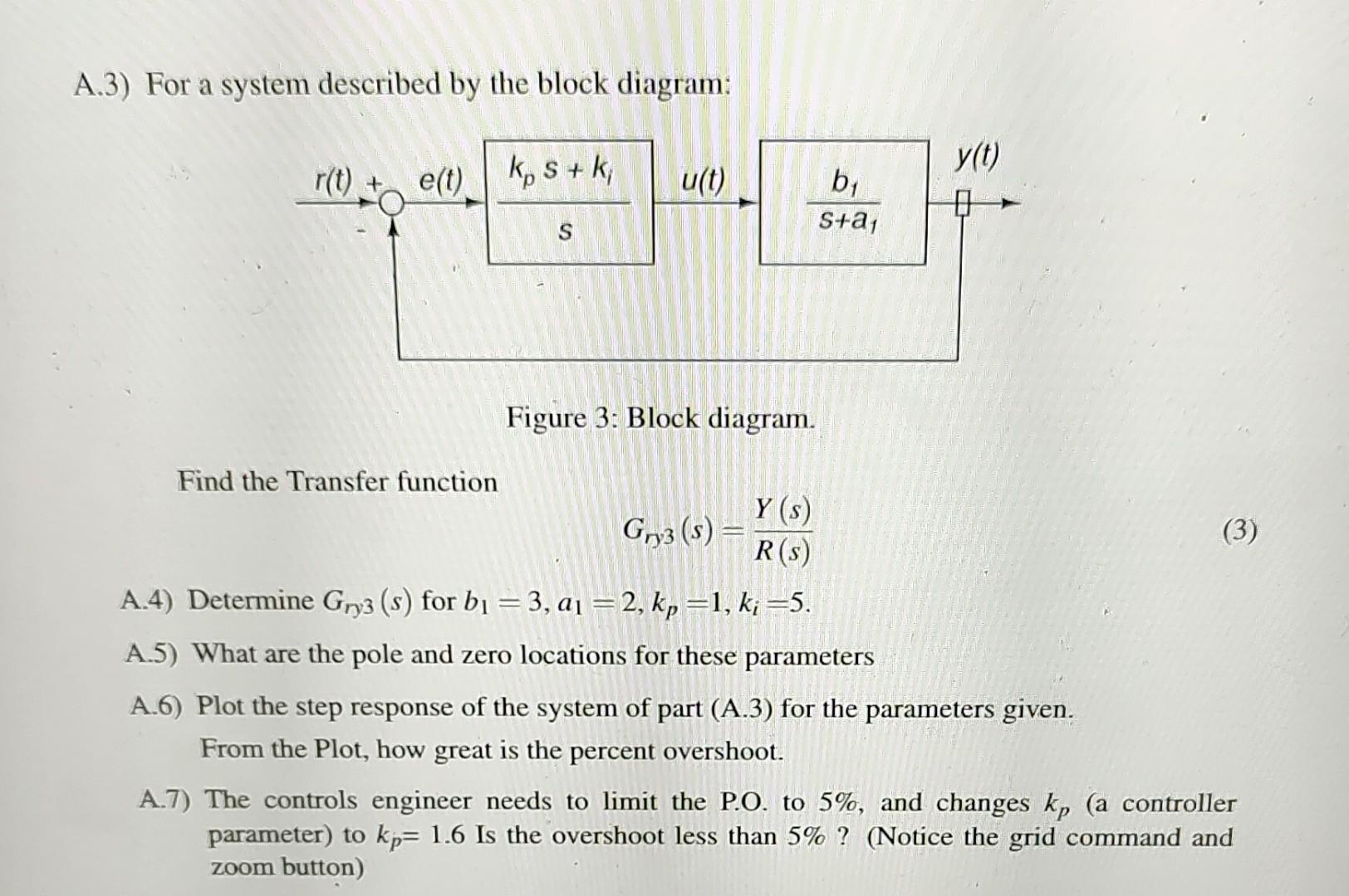 Solved A.3) For a system described by the block diagram: | Chegg.com