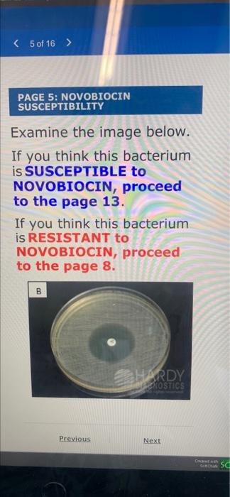 Solved PAGE 5: NOVOBIOCIN SUSCEPTIBILITY Examine | Chegg.com