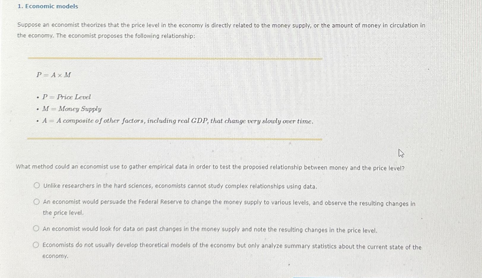 Solved Economic modelsSuppose an economist theorizes that | Chegg.com