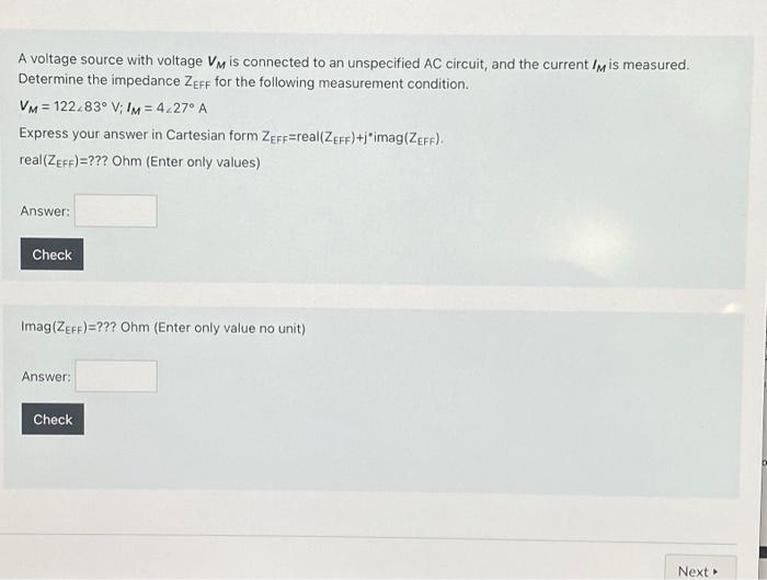 Solved A voltage source with voltage VM is connected to an | Chegg.com