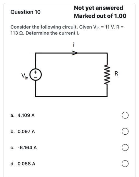 Solved Consider the following circuit. Given Vin =11 V,R= | Chegg.com