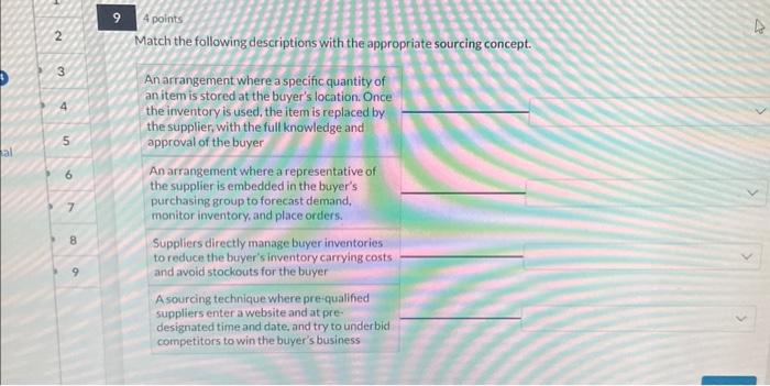 Solved Match the following descriptions with the appropriate | Chegg.com