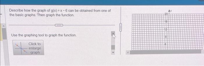 Solved Describe how the graph of g(x)=x−6 can be obtained | Chegg.com