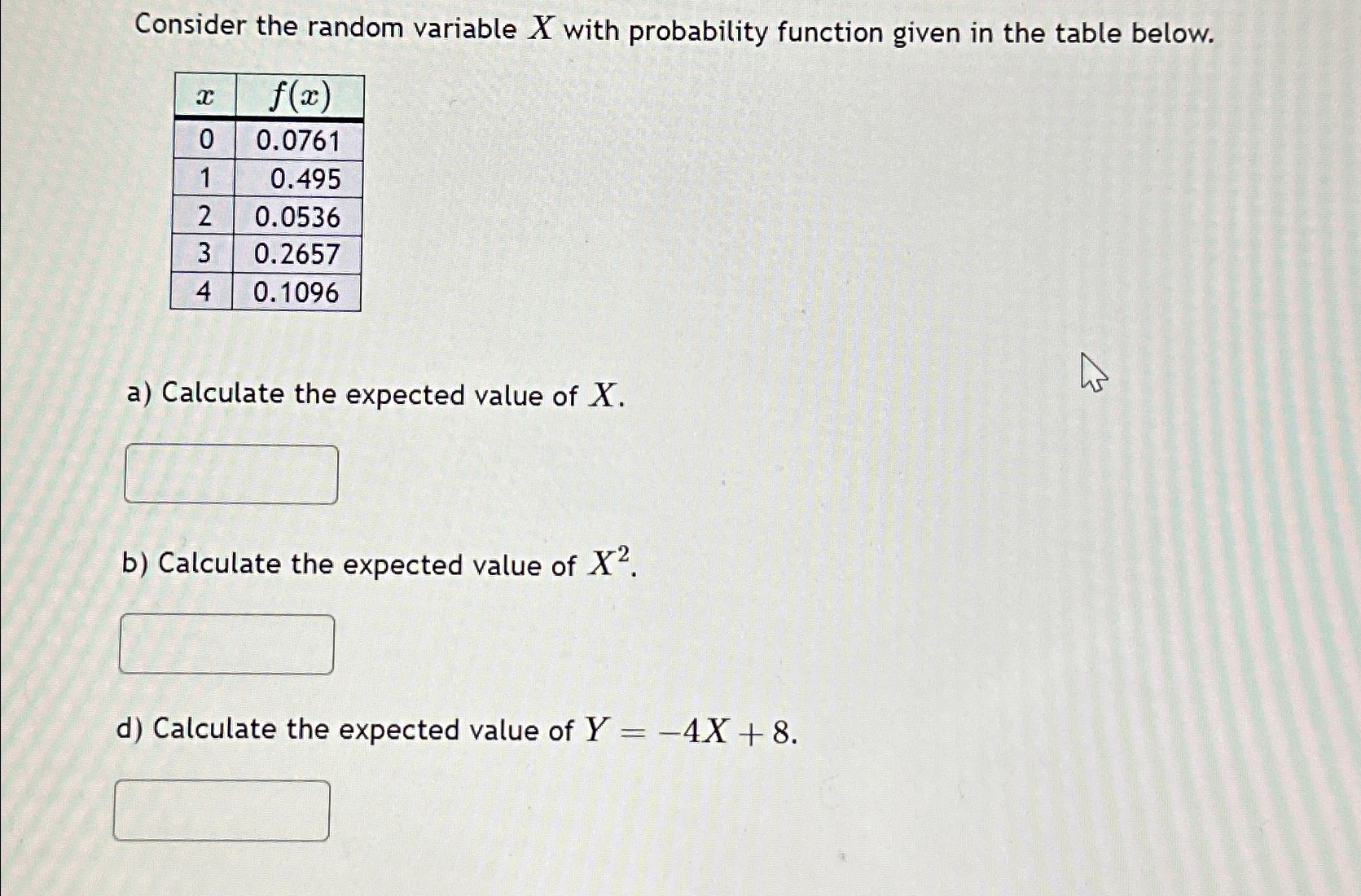 Solved Consider the random variable x ﻿with probability | Chegg.com