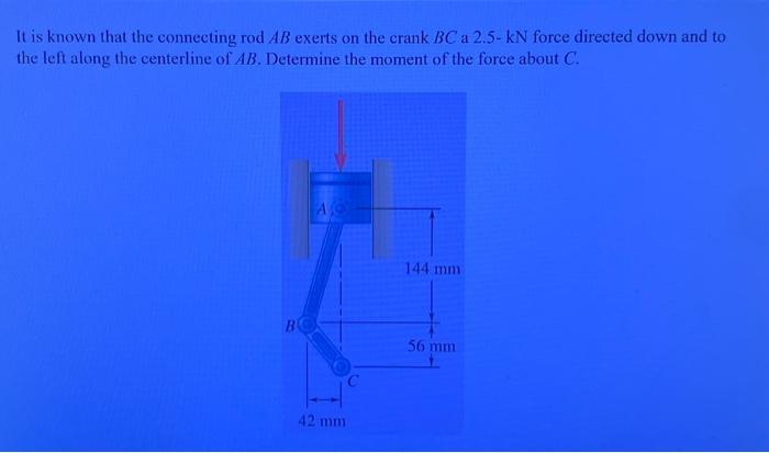 Solved It is known that the connecting rod AB exerts on the | Chegg.com