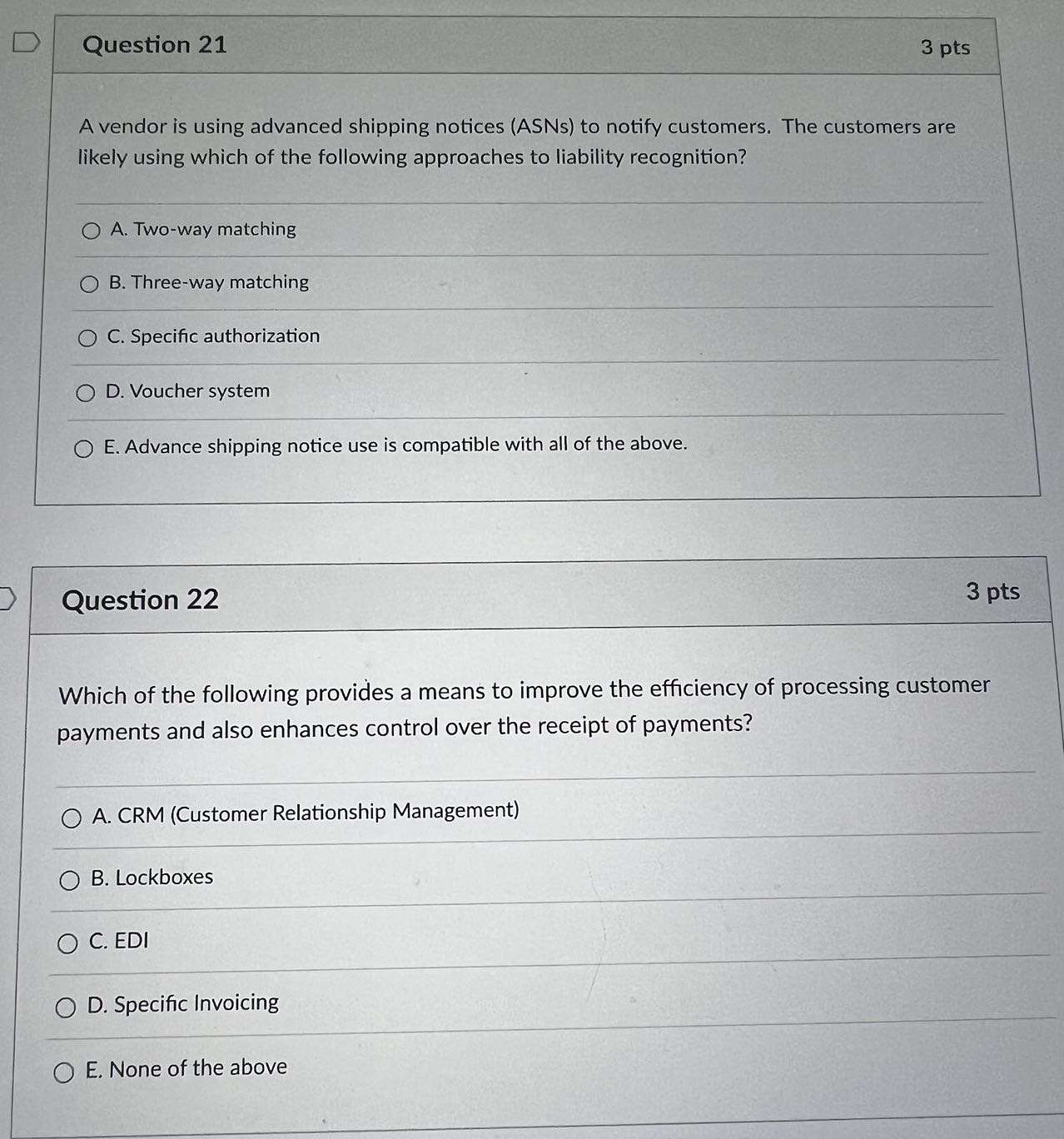 Solved Question 21A vendor is using advanced shipping | Chegg.com