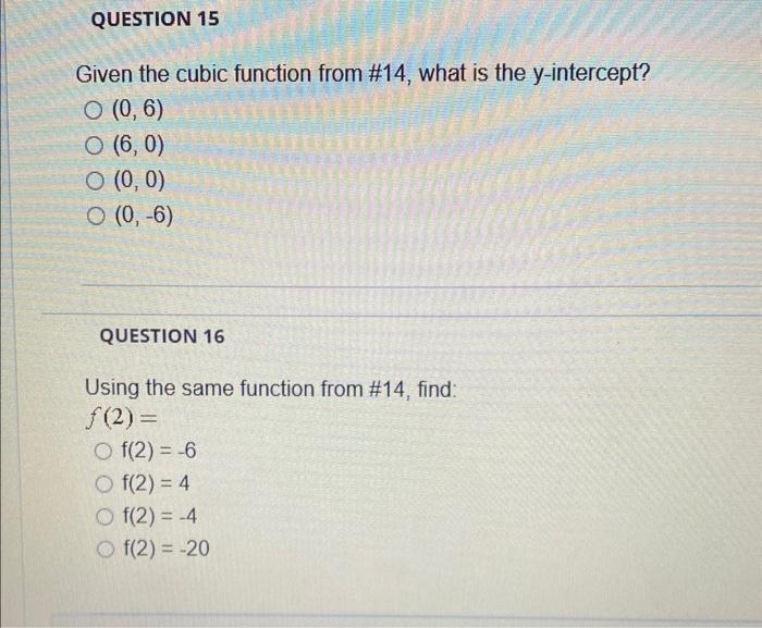 Solved Given the cubic function from #14, what is the | Chegg.com