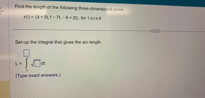 Solved Find the length of the following three-dimensional | Chegg.com