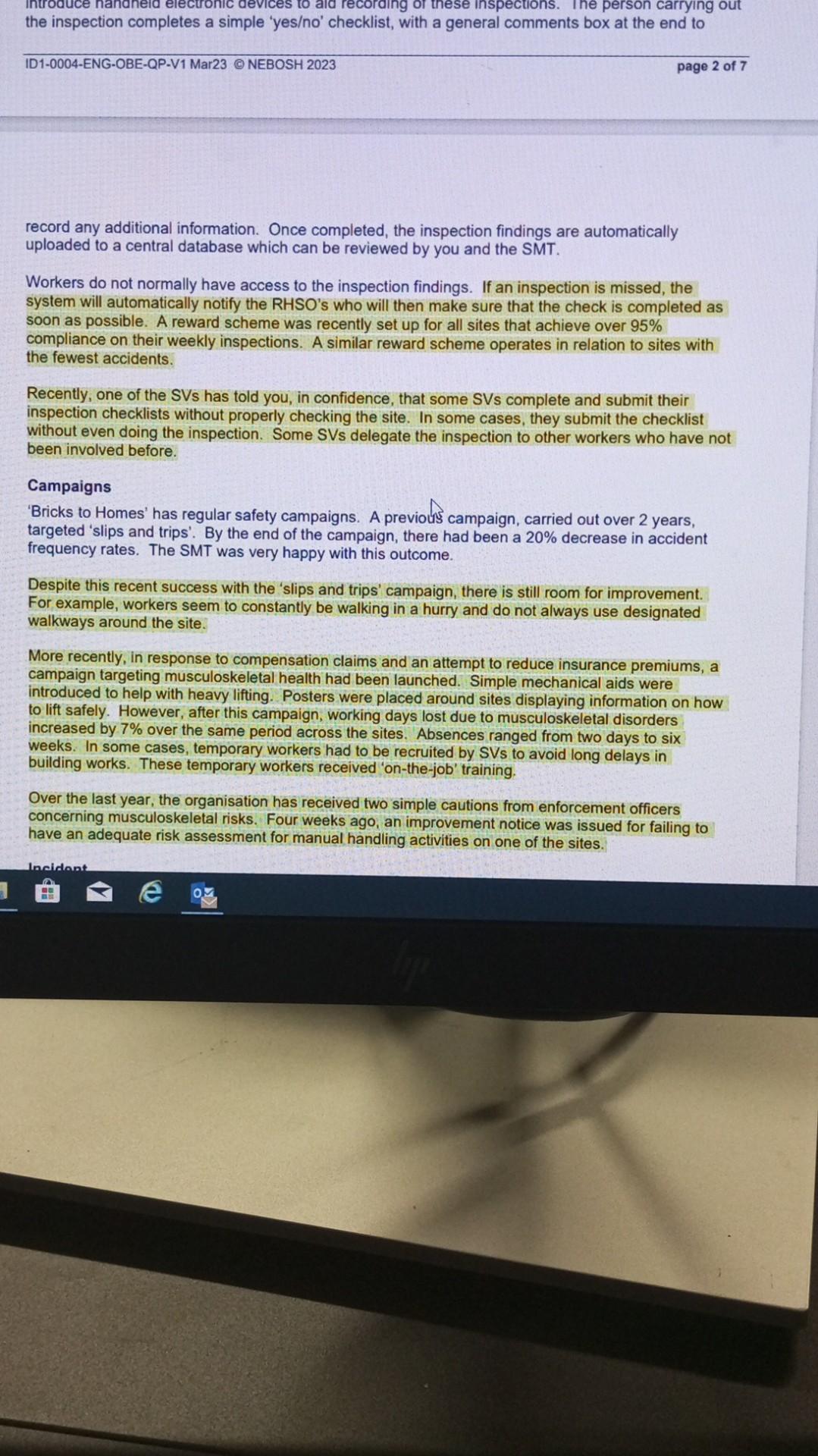 Part 1: Scenario-based questions The examination | Chegg.com