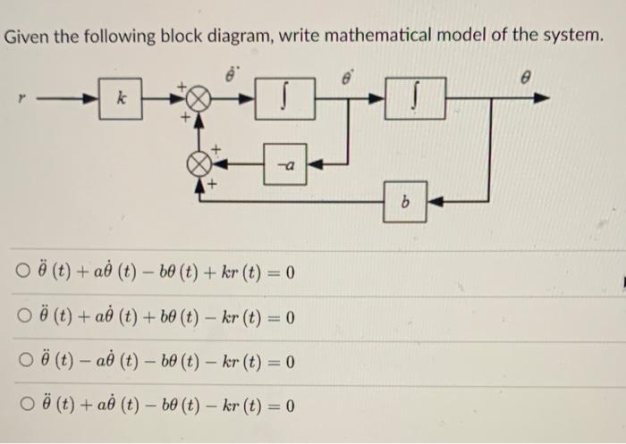 Solved Given the following block diagram, write mathematical | Chegg.com