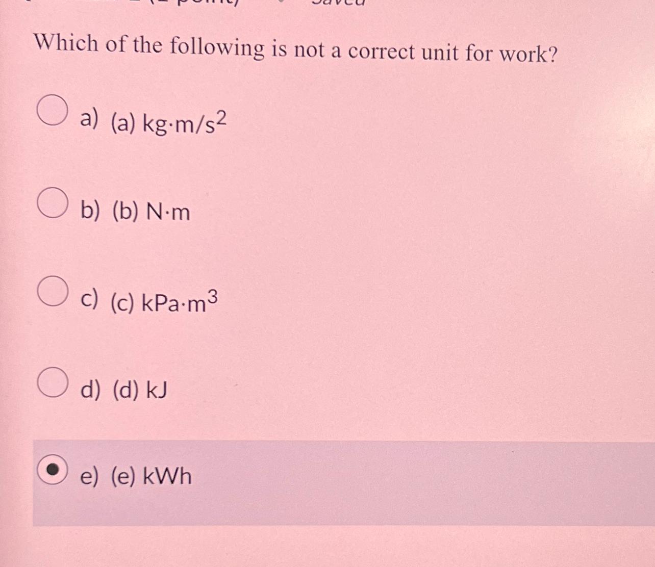 Solved Which of the following is not a correct unit for | Chegg.com