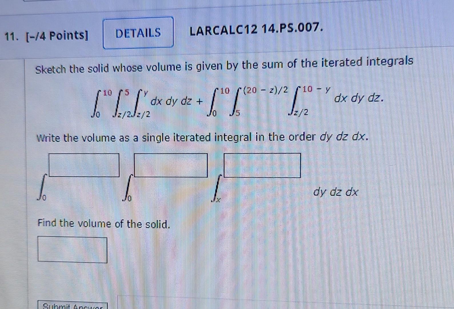 Solved [-/4 Points] LARCALC12 14.PS.007. Sketch the solid | Chegg.com