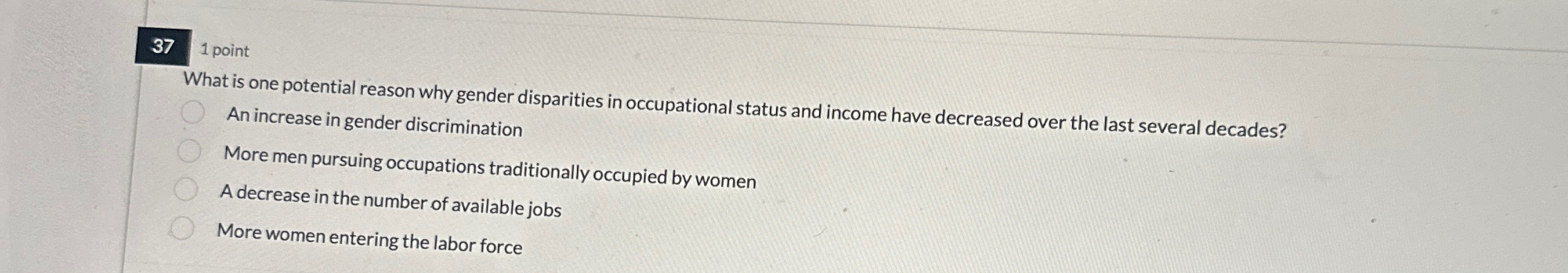 Solved 371 ﻿pointWhat is one potential reason why gender | Chegg.com