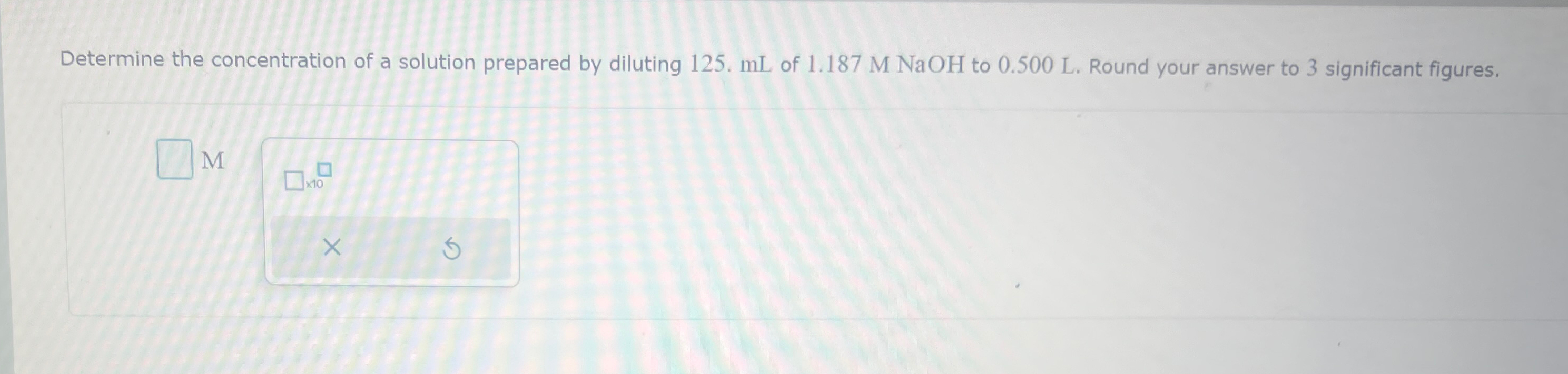 Solved Determine the concentration of a solution prepared by | Chegg.com