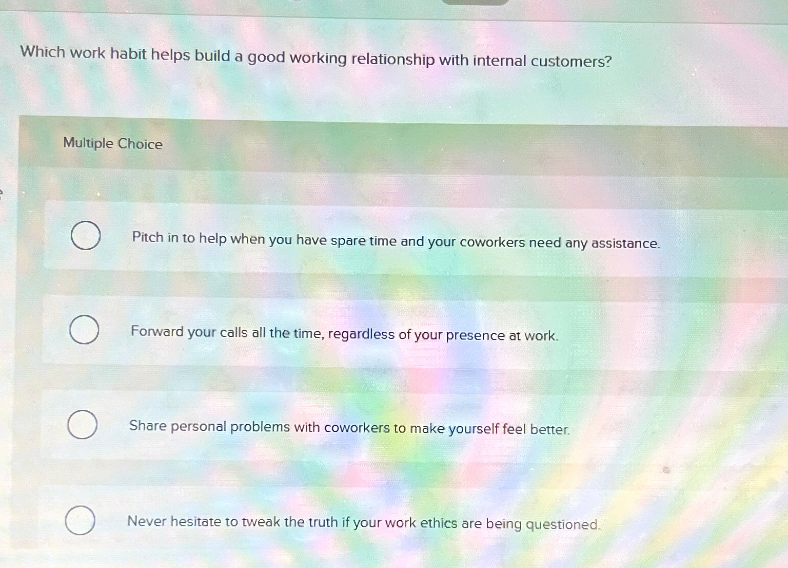 Solved Which work habit helps build a good working | Chegg.com
