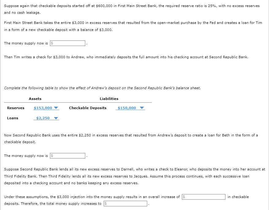 Solved Suppose again that checkable deposits started off at | Chegg.com