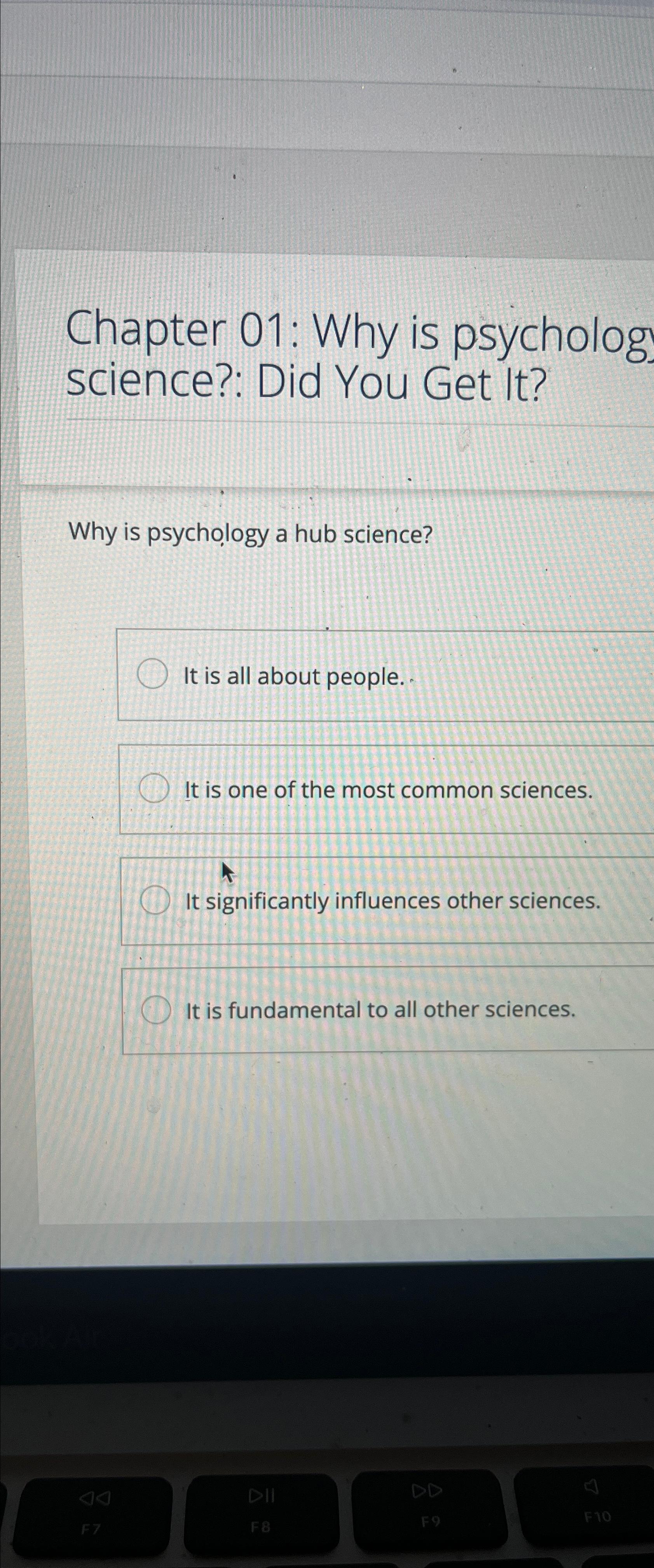 Solved Chapter 01: Why is psycholog science?: Did You Get | Chegg.com