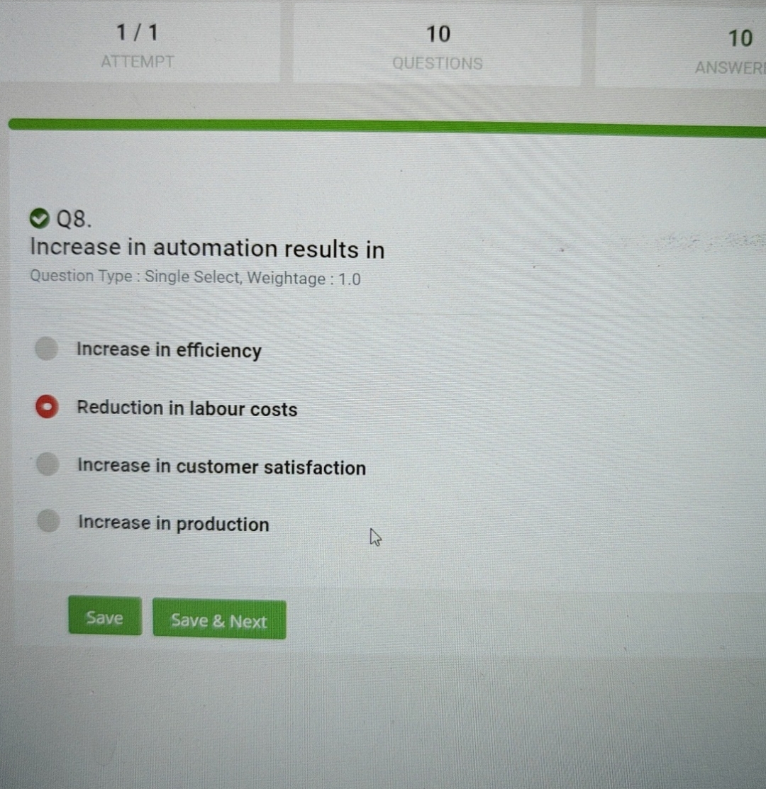 Solved 111010ATTEMPTQuESTIONSANISWERQ8.Increase in | Chegg.com