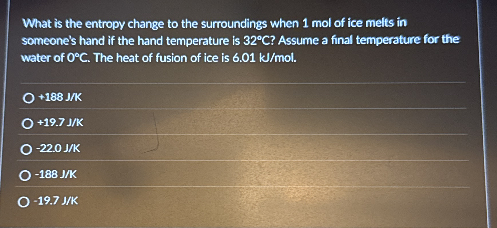 Solved What is the entropy change to the surroundings when 1 | Chegg.com