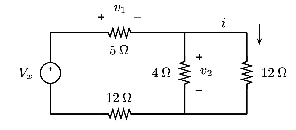 Solved In the following circuit, if I = 5A. ﻿Find Vx, ﻿v1 | Chegg.com