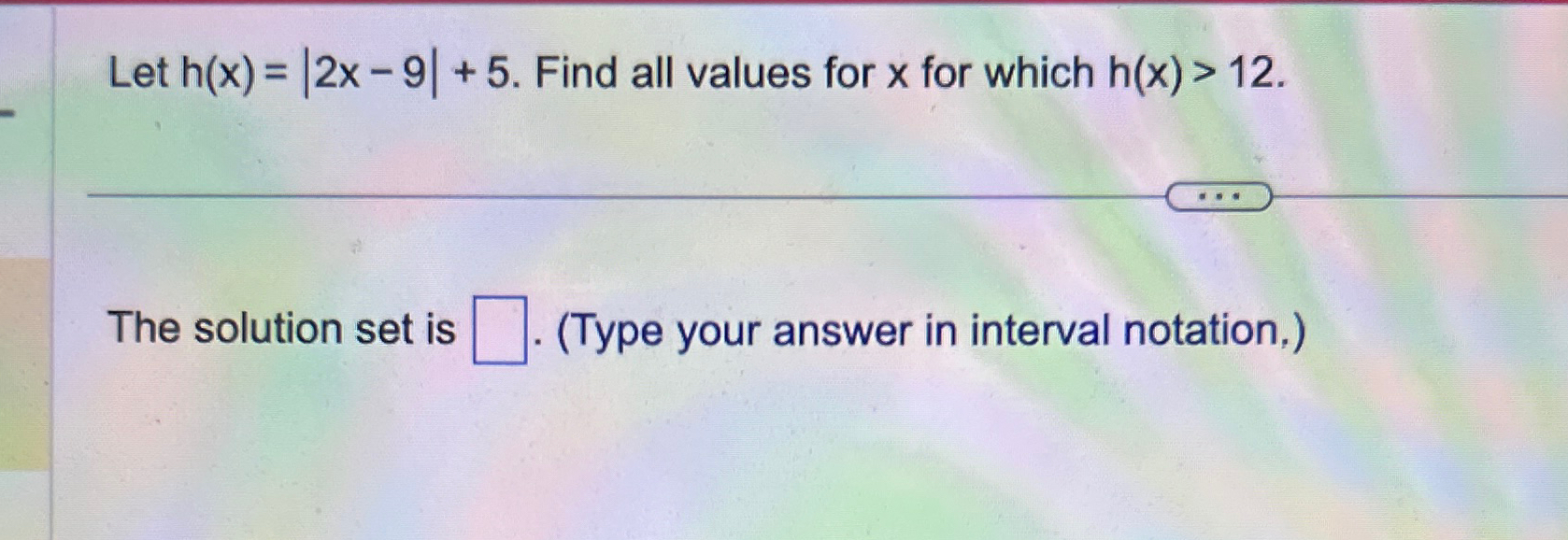 Solved Let h(x)=|2x-9|+5. ﻿Find all values for x ﻿for which | Chegg.com