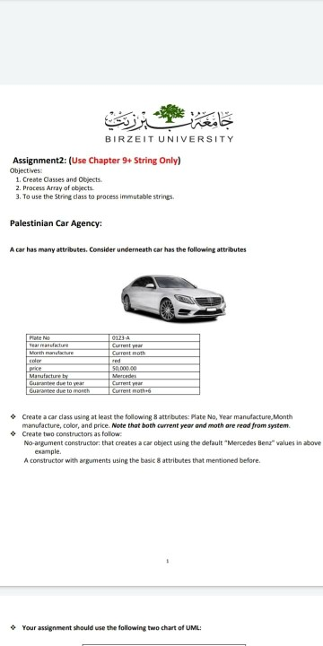 Solved BIRZEIT UNIVERSITY Assignment2: (Use Chapter 9+ | Chegg.com