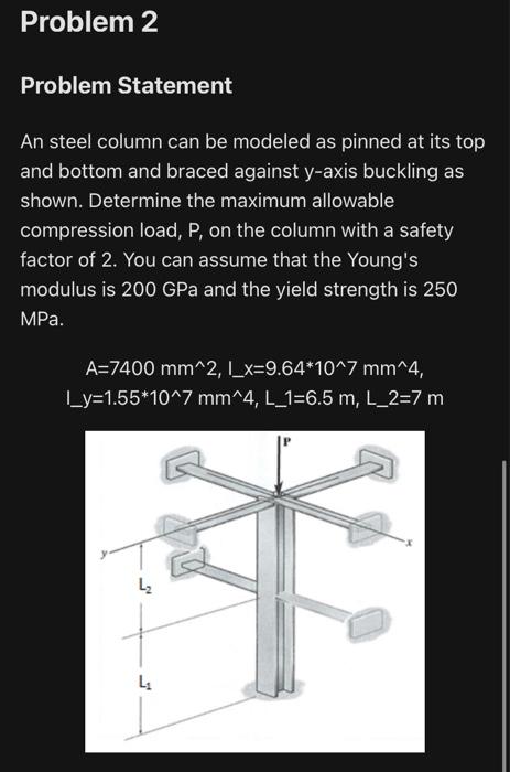 Solved Problem 2 Problem Statement An steel column can be | Chegg.com