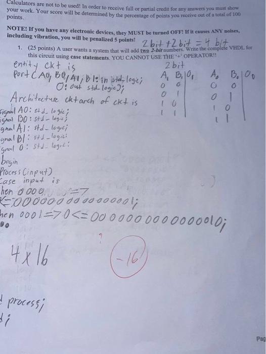 Solved Calculators are not to be used! In order to receive | Chegg.com