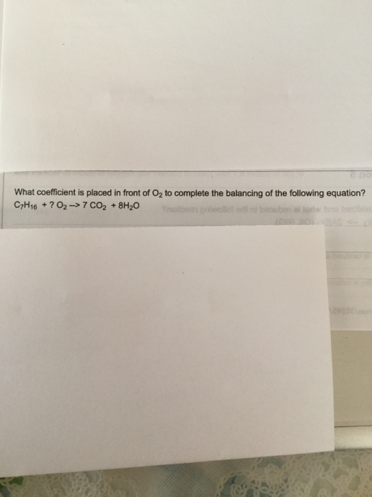 Solved What coefficient is placed in front of O2 to complete | Chegg.com