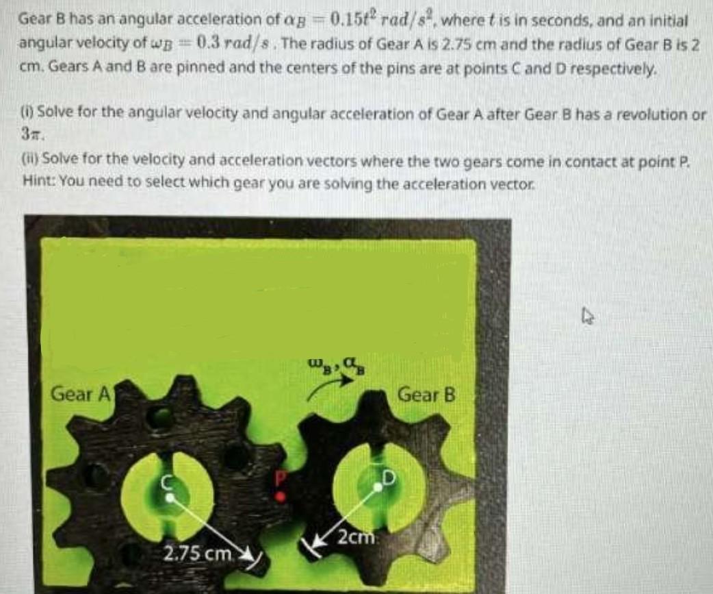 Solved Gear B has an angular acceleration of | Chegg.com