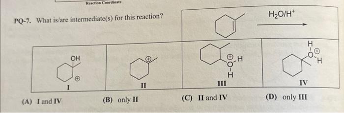 Solved PQ-7. What is/are intermediate(s) for this reaction? | Chegg.com