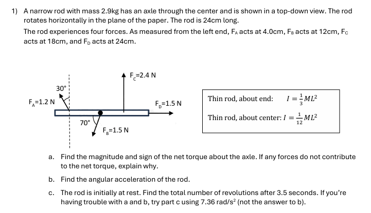 Solved a. ﻿Find the magnitude and sign of the net torque | Chegg.com