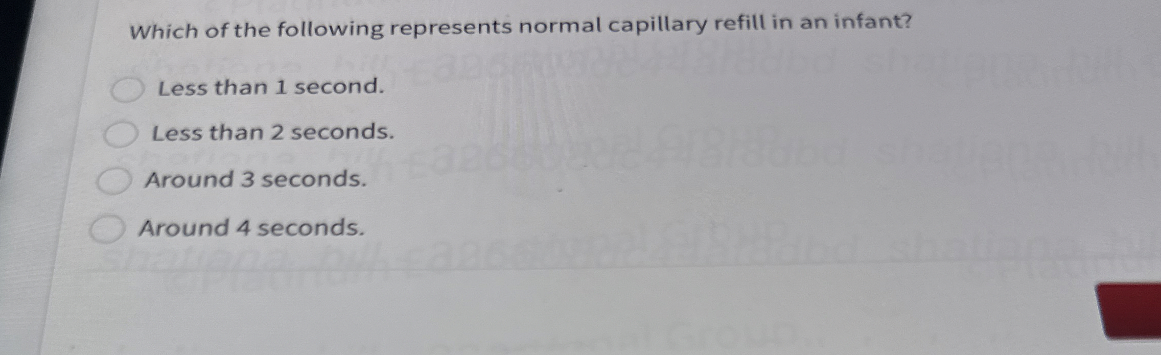 Solved Which of the following represents normal capillary | Chegg.com