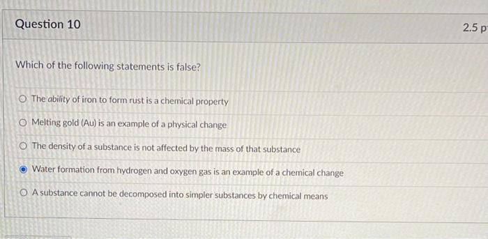 Solved The following physical property (properties) can be | Chegg.com