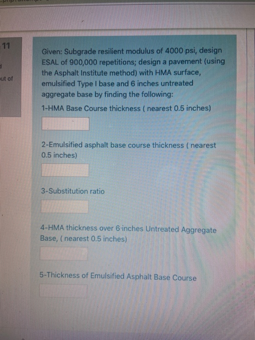 11 ut of Given: Subgrade resilient modulus of 4000 | Chegg.com