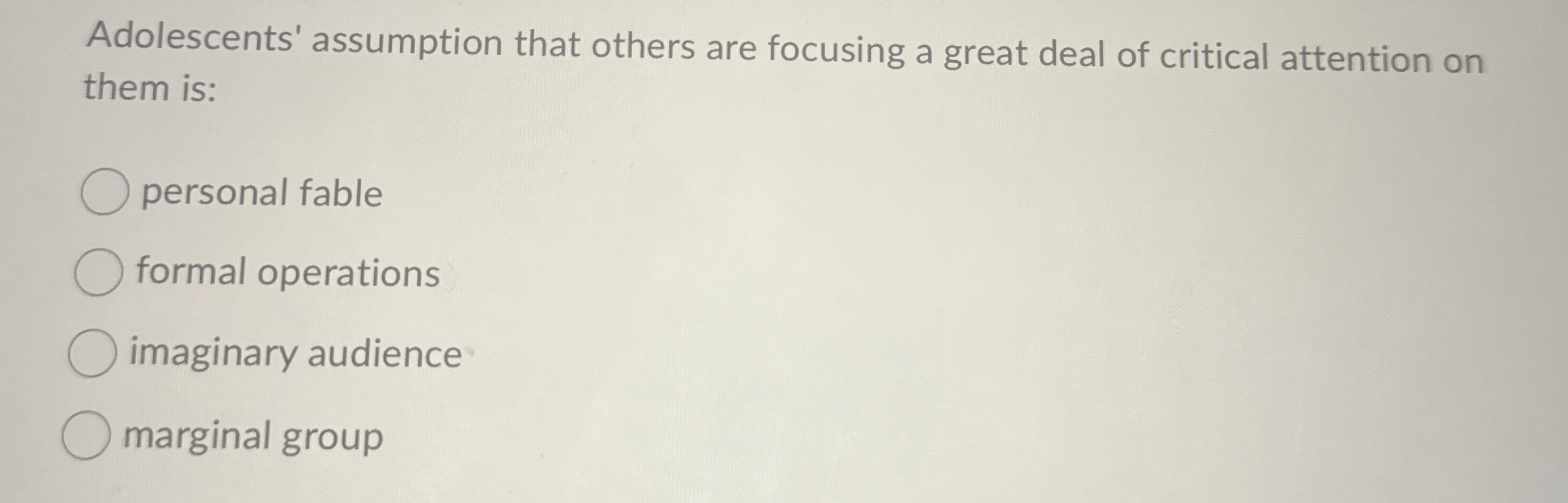 Solved Adolescents' assumption that others are focusing a | Chegg.com