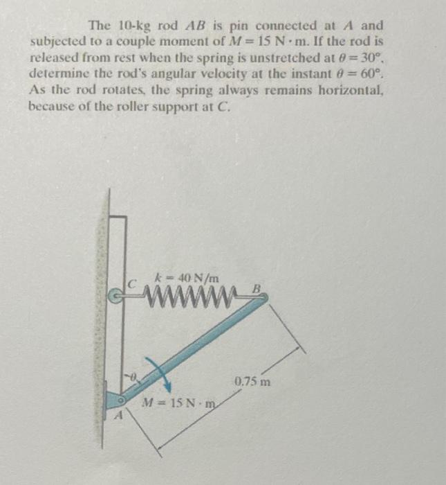 Solved The 10−kg rod AB is pin connected at A and subjected | Chegg.com